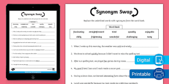 Synonyms 3rd Grade • Twinkl.com