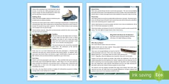 The Titanic - Activities - Worksheets - KS2 History - Twinkl