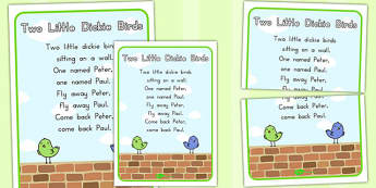 Nursery Rhymes 2 Little Dickie Birds Primary Resources - Stories