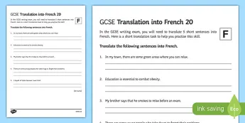 GCSE Translation Worksheets | twinkl.co.uk
