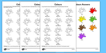 Welsh Colours Primary Resources Wales - Cymru Language