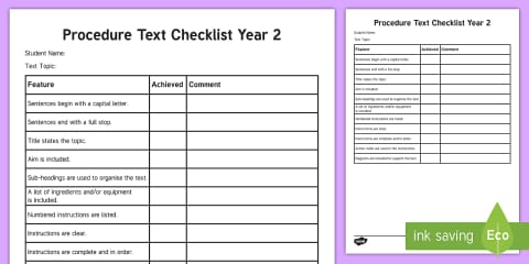 Level 2 Writing - Procedural (Instructional) Writing Scaffold Template