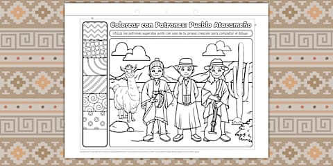Guía de Trabajo: Colorear con Patrones - Pueblo Quechua
