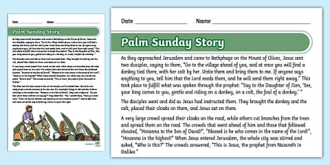 KS1 Palm Sunday Fact File and Quick Quiz