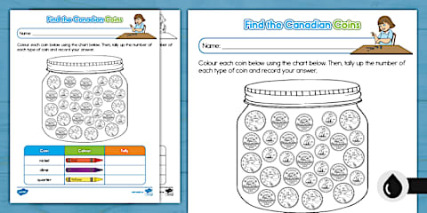 Canadian Money Colour and Count Worksheet