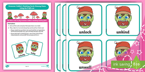 The Grammar Goblin: Prefix un- Match Up Activity Sheet (Ages 5 - 7)