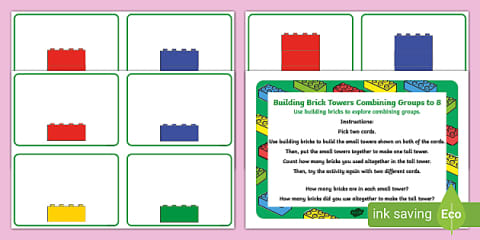 Building Brick Towers Combining Groups to 8 Worksheet
