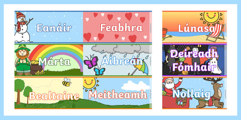 Months of the Year Flashcards Gaeilge