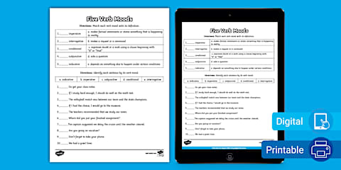 Eighth Grade Five Verb Moods Assessment