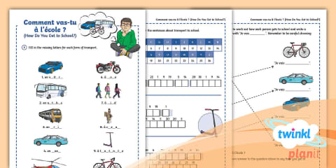 French: Transport Differentiated Word Search
