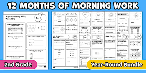 Second Grade Spring Math and Literacy No-Prep Printable