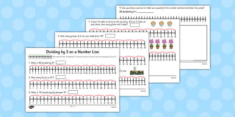 Multiplication and Division on a Number Line: Division by 5 on a Number ...