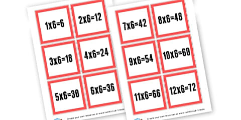 2 x Table Cards - Times Tables Primary Resources, multiply, times ...