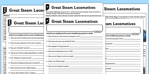 The Steam Engine: How It Works Worksheet