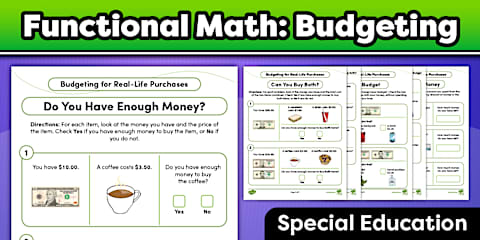 Summer Addition and Subtraction Adapted Math Worksheets for Special ...