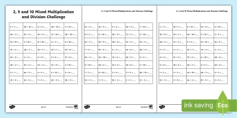 Multiplication Display Poster 2, 5, 10 Times