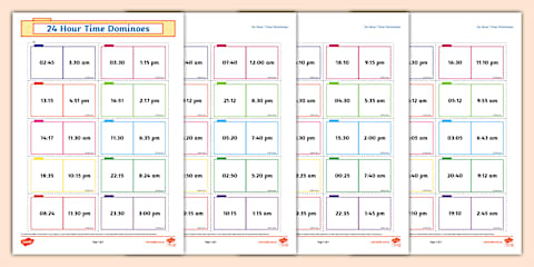 Telling the Time - 24-hour Digital time and Analogue Matching Cards