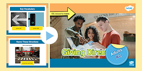 ESL Prepositions of Direction PowerPoint [Adults, A2-B1]