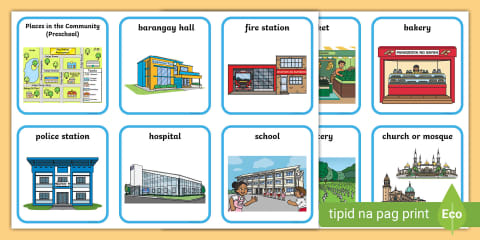 Places in Town Display Poster