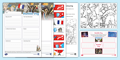 Bastille Day Colouring Bookmarks
