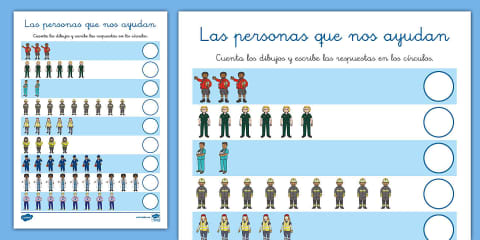 Ficha de actividad: Cuenta hasta 10 - Personas que nos ayudan