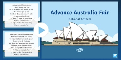 Advance Australia Fair National Anthem Print-Out | Download