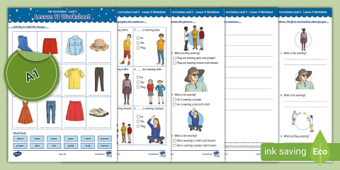 ESL Curriculum for Beginners Level 2 Lesson 10 Worksheet Twinkl