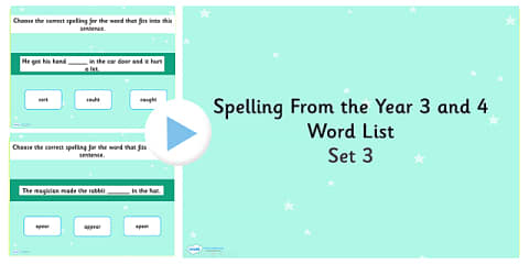 Spelling from the Year 3 and 4 Word List PowerPoint Quiz (Set 2)