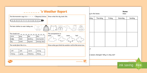 Weekly Weather Recording Chart