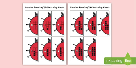 Number Bonds of 10 Matching Cards (Butterflies) - Minibeasts