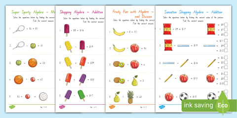 Algebra: Finding Missing Numbers to Balance Equations