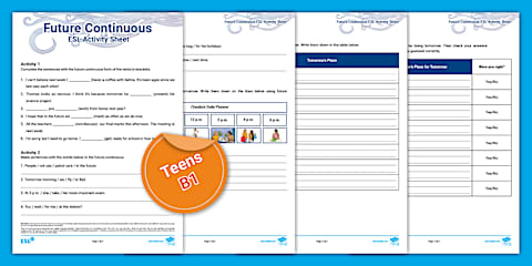 ESL Future Continuous Activity Sheet [Kids, B1]