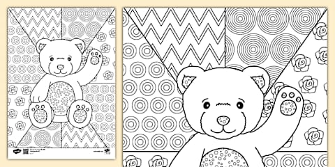 Teddy Bears Mindfulness Colouring Pages - Twinkl - KS1
