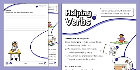Helping Verbs Word Search for K-2nd Grade