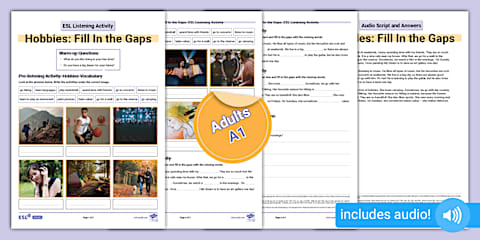 ESL Hobbies and Free Time Activities Vocabulary [Adults, A2]