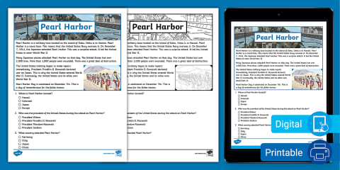 Pearl Harbor Vocabulary Mat