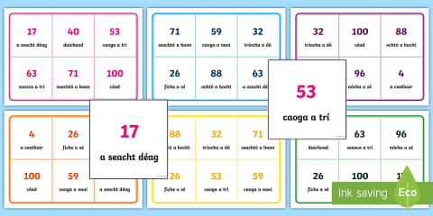Numbers in Gaeilge Matching Worksheet