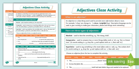 Adjectives Worksheets | Year 3 to 6 | Australia