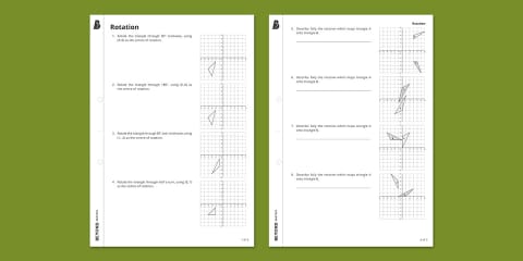Eighth Grade Describing Rotations on the Coordinate Plane Worksheet