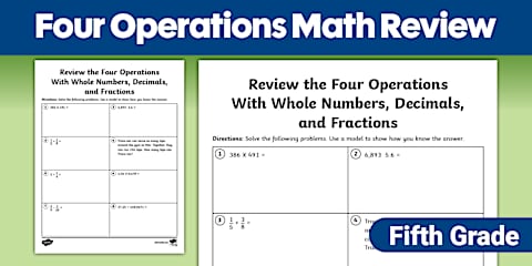 Fifth Grade Adding, Subtracting, Multiplying, and Dividing Decimals Quiz