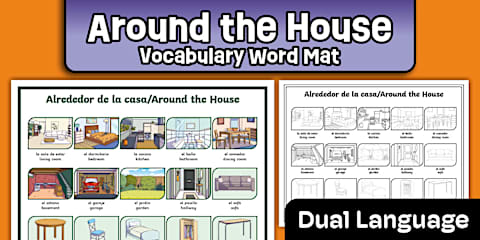 Around the House Spanish/English Intermediate Vocabulary Word Mat