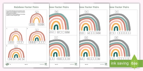 Rainbow Factor Pairs Activity Numbers to 50