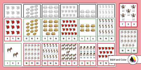 Hanukkah Counting to 20 Clip Cards