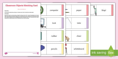 Classroom Objects Card Game French
