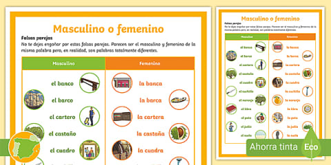 Actividad interactiva para clasificar: ¿masculino o femenino?