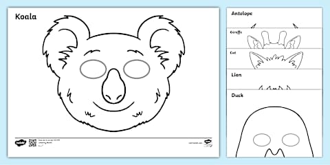 Animal Role Play Mask Templates