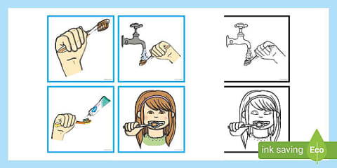 Brushing Teeth Sequence Cards | Twinkl Resources