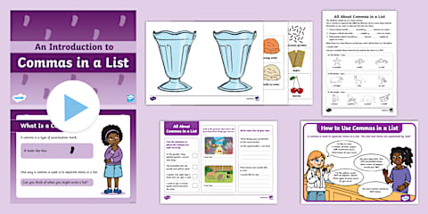 Using Commas to Write a List Teaching Pack