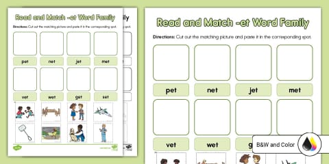 Read and Match -it Word Family Worksheet for K-1st Grade