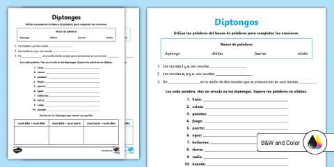 Actividades con diptongos o hiatos | Spanish Diphthongs and Hiatuses ...